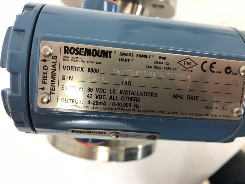 Rosemount Vortex Flow Meter 8800CF030SA1N1D1E5M504 03in Class 150 ...